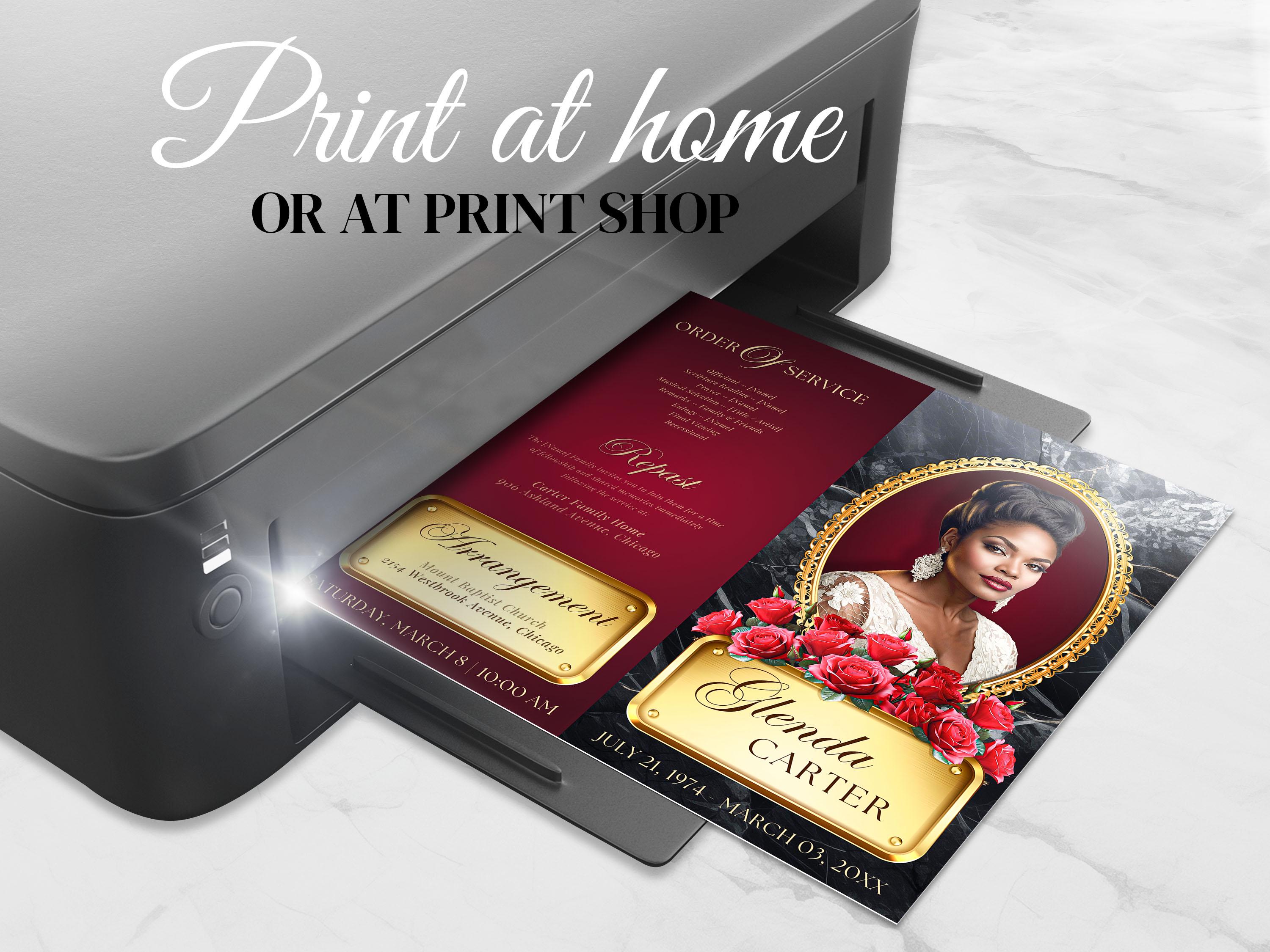 Women Funeral Program Template - Obituary Trifold Template for Lady ...