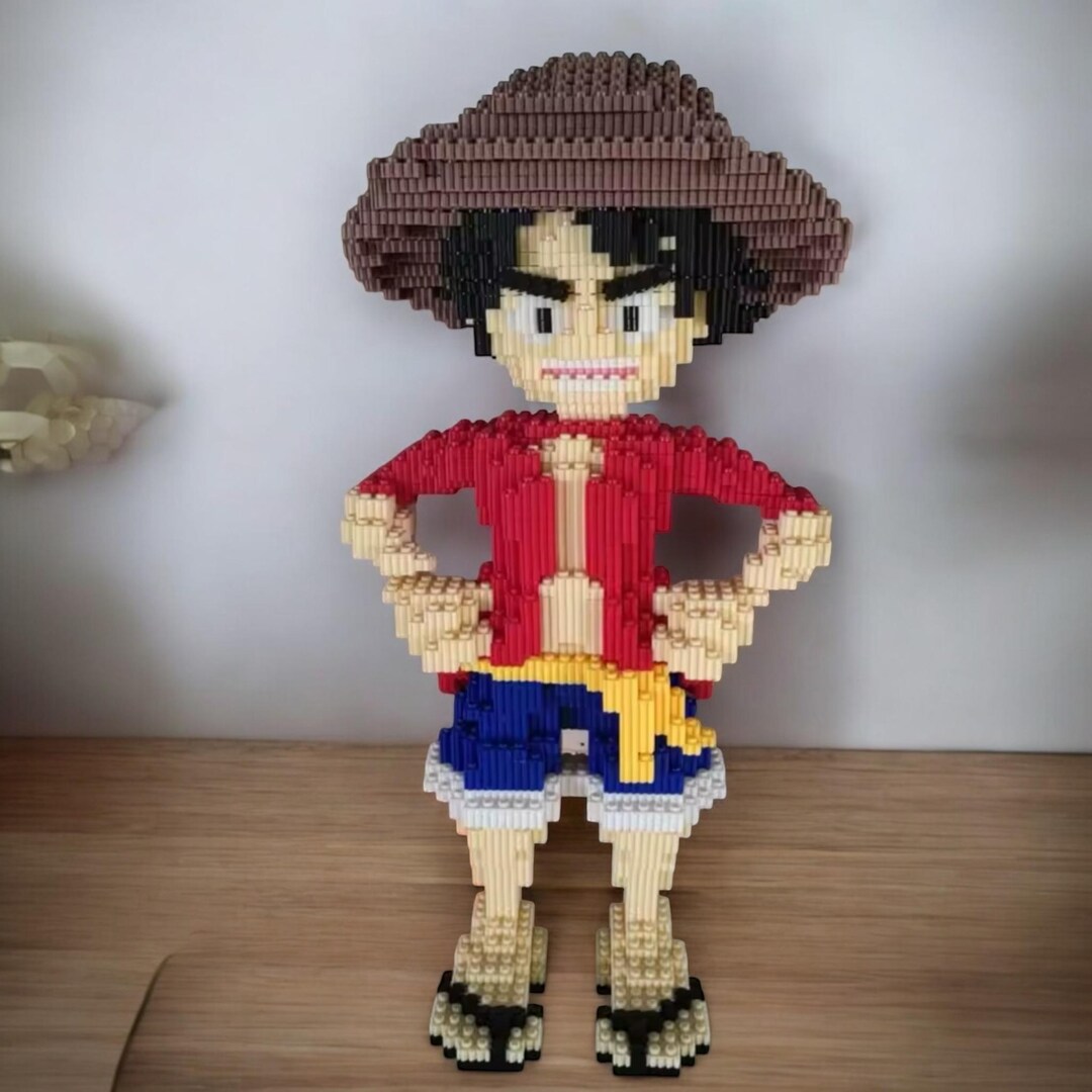 Pixel-style Luffy Figurine – One Piece Inspired 3D Brick Model - Etsy