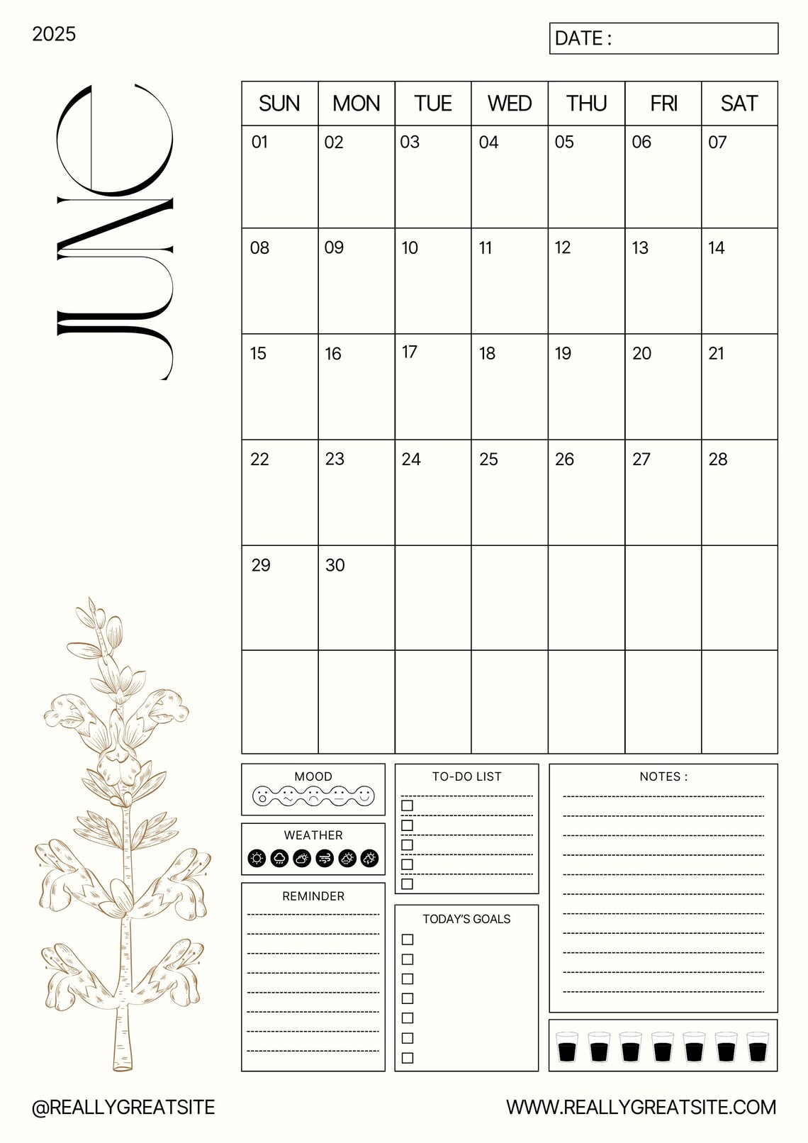 2025 Digital Planner PDF, Minimalist Floral Yearly Planner, Daily ...
