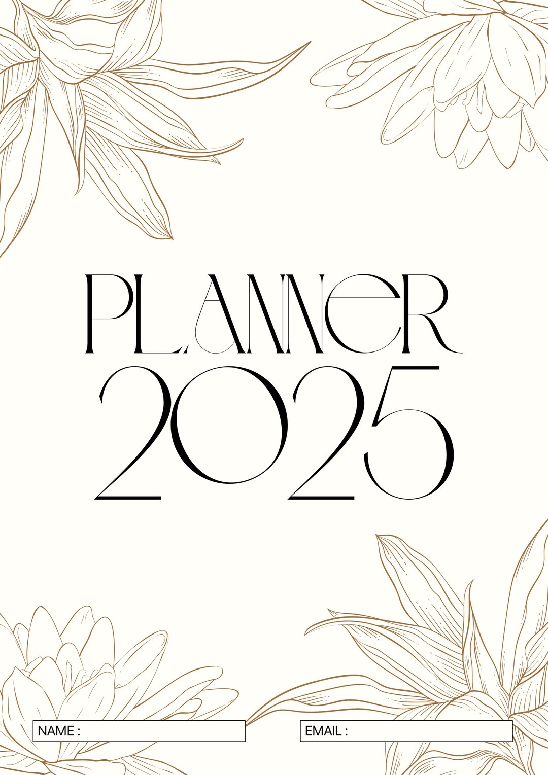 2025 Digital Planner PDF, Minimalist Floral Yearly Planner, Daily ...