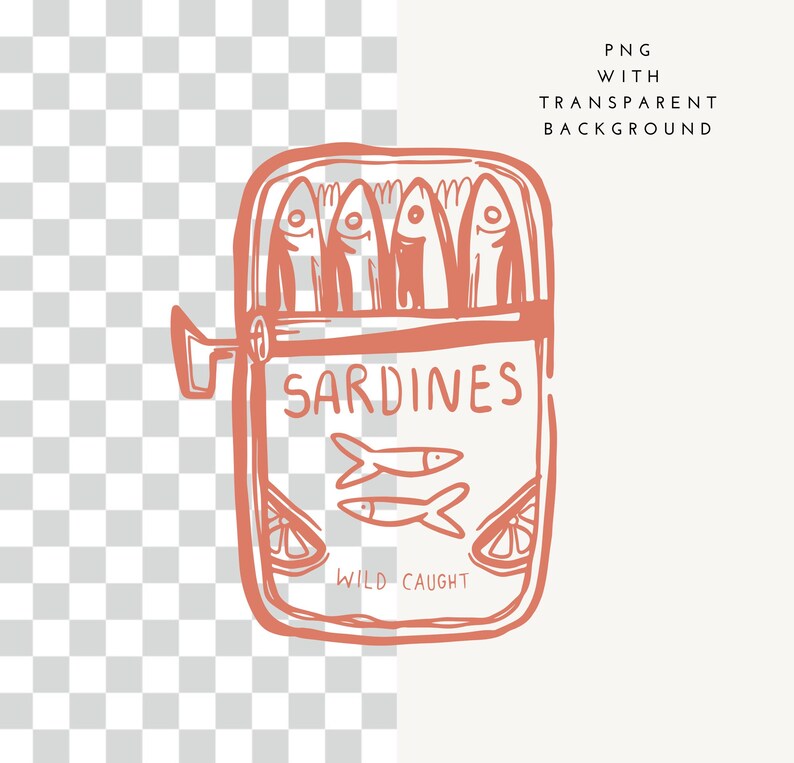 Sardine SVG PNG, Fisherman Aesthetic, Maritime Whimsical Clipart, Hand ...