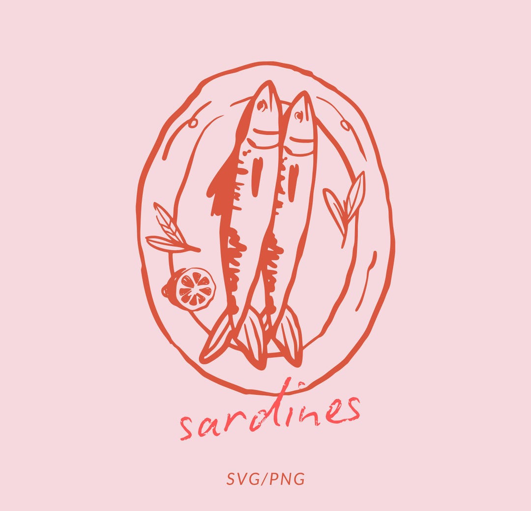 Sardines SVG Illustration, Summer Tshirt Design, Sardine Home Decore ...