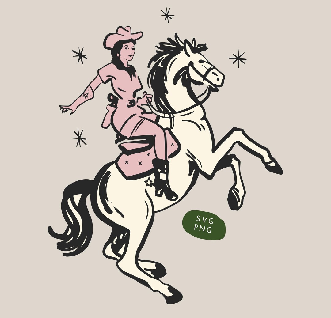 Vintage Rodeo Girl SVG, Western Horse Design (PNG, SVG) - Etsy