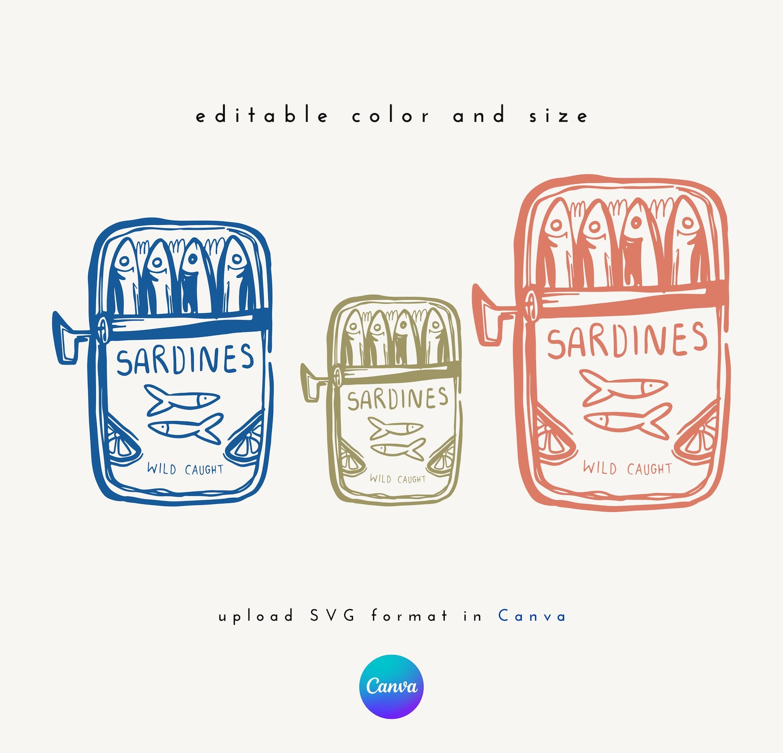 Sardine SVG PNG, Fisherman Aesthetic, Maritime Whimsical Clipart, Hand ...