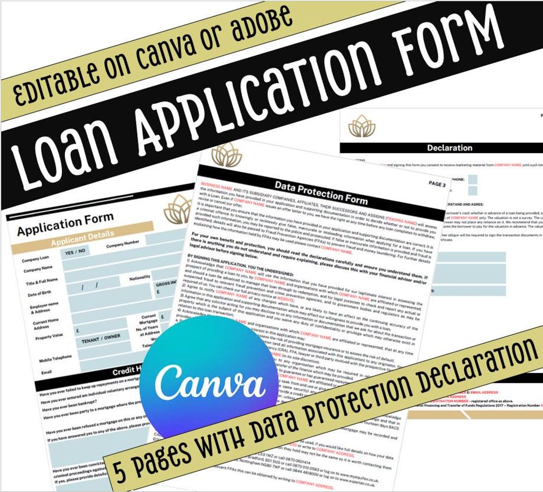 Editable Loan Application Form - Etsy