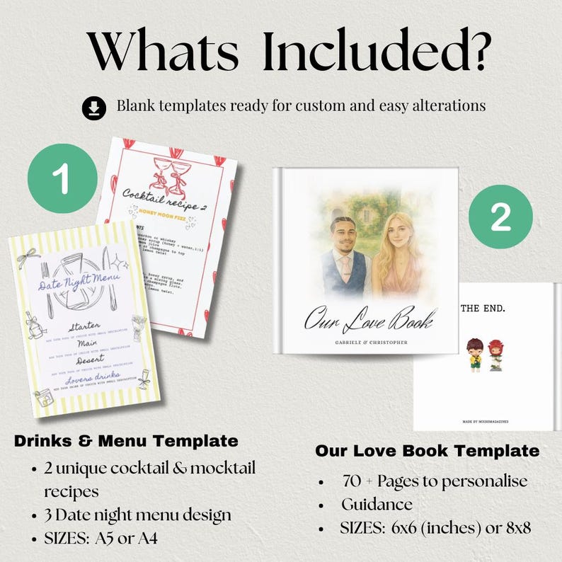 Custom Couples Love Book Template: Personalised Memory Journal & Date ...