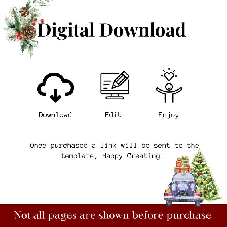 Luxury Christmas Magazine Template – Editable Canva Digital Download ...