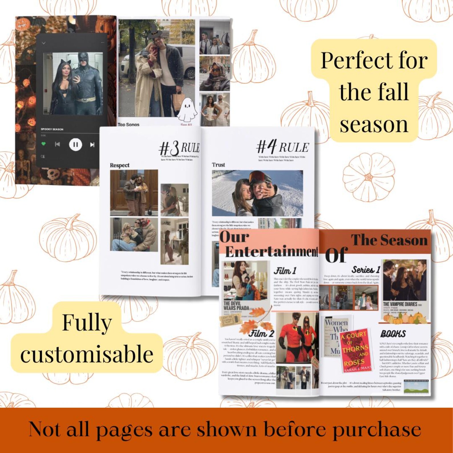Autumn/halloween Couples Love Magazine Template, Romantic Printable ...