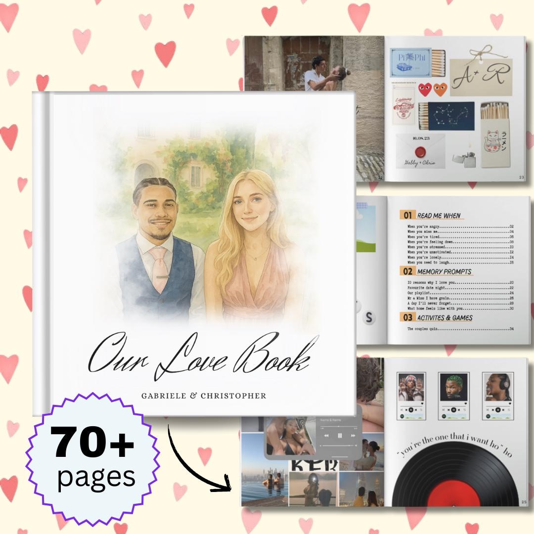 Custom Couples Love Book Template: Personalised Memory Journal & Date ...