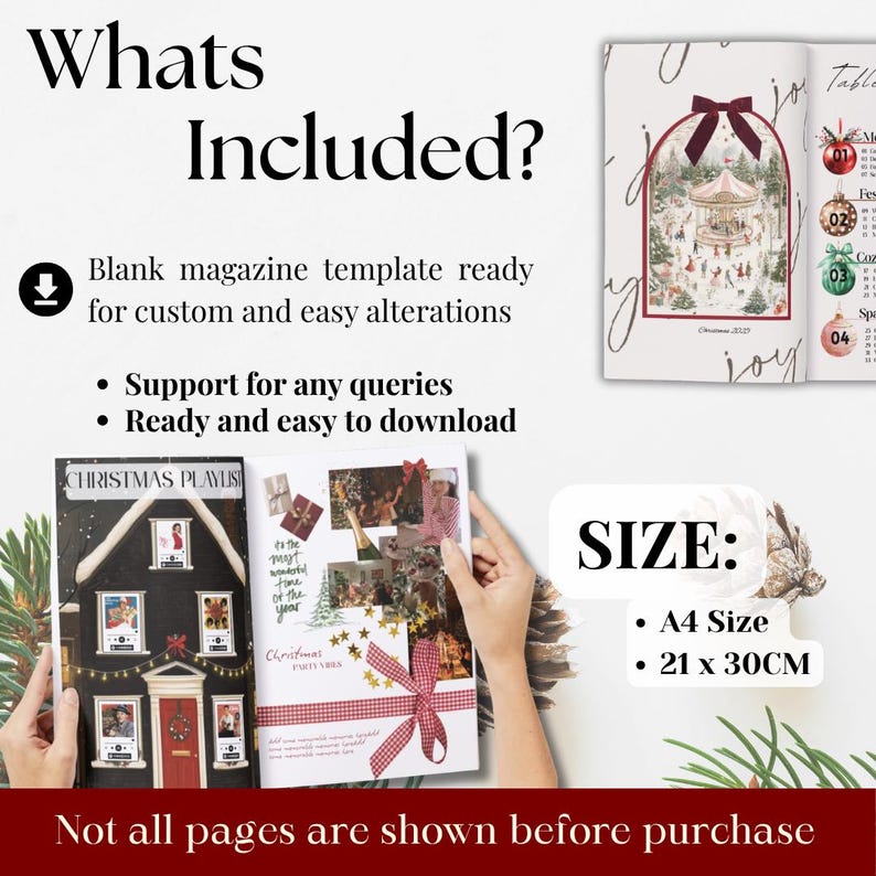 Luxury Christmas Magazine Template – Editable Canva Digital Download ...