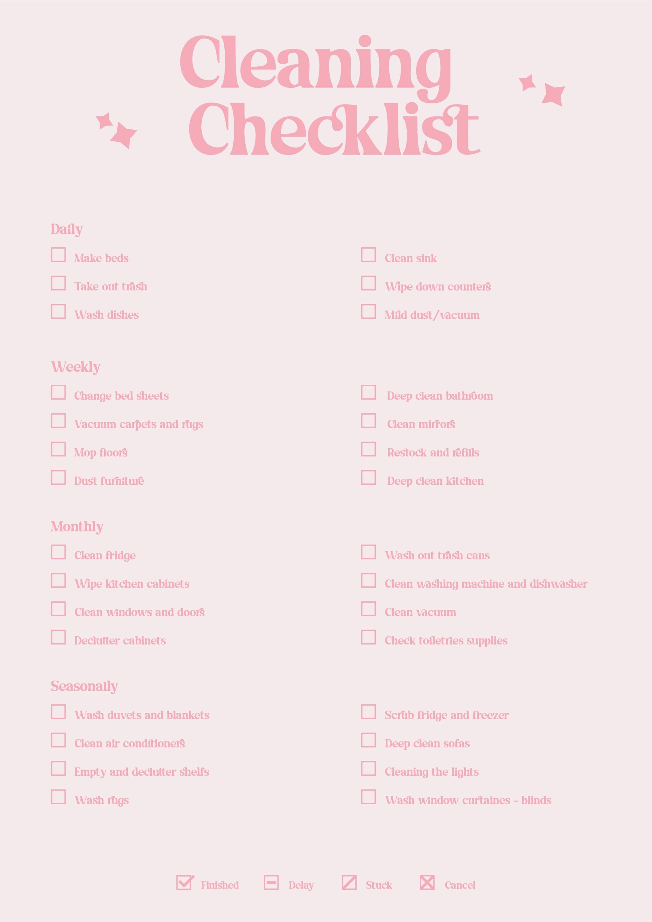 Cleaning Checklist - Etsy