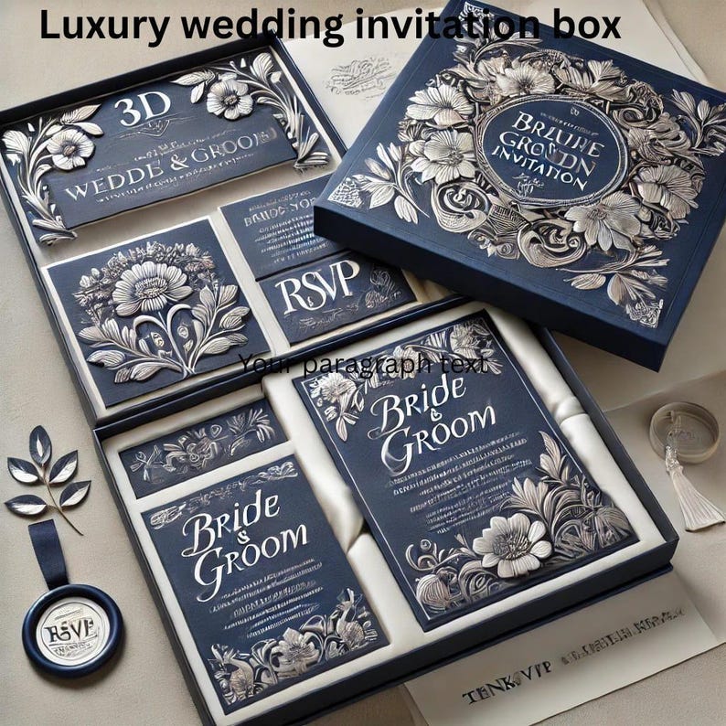 Luxury Wedding Invitation Box Set – Elegant Gold Foil Handmade Cards ...