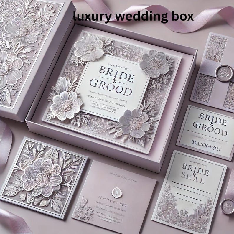 Luxury Wedding Invitation Box Set – Elegant Gold Foil Handmade Cards ...