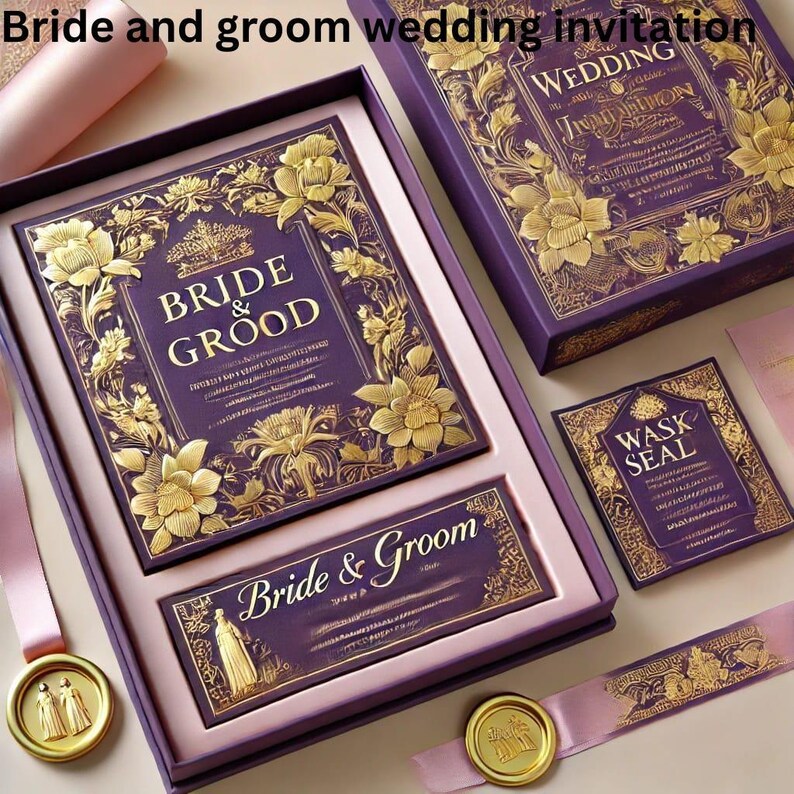 Luxury Wedding Invitation Box Set – Elegant Gold Foil Handmade Cards ...