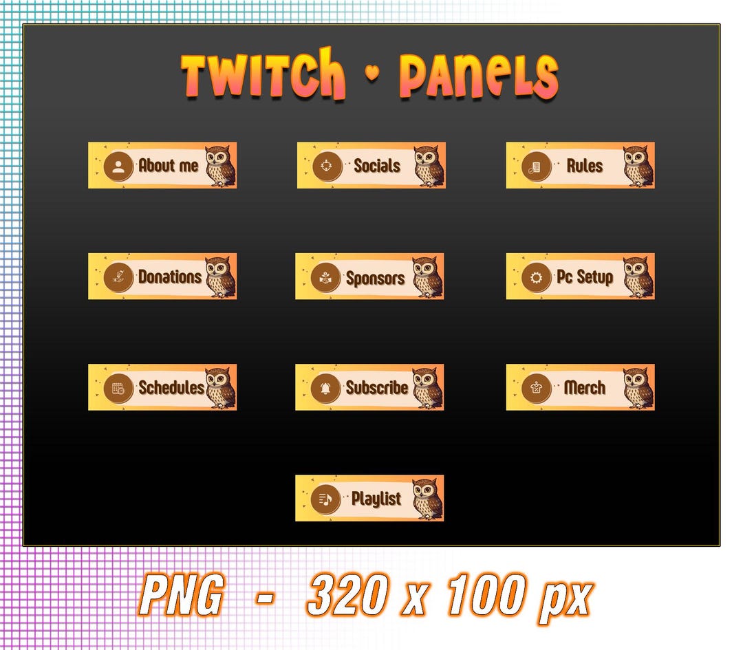 10 Twitchpanel Eulchen Owl Twitchbanner Streambanner Retro - Etsy