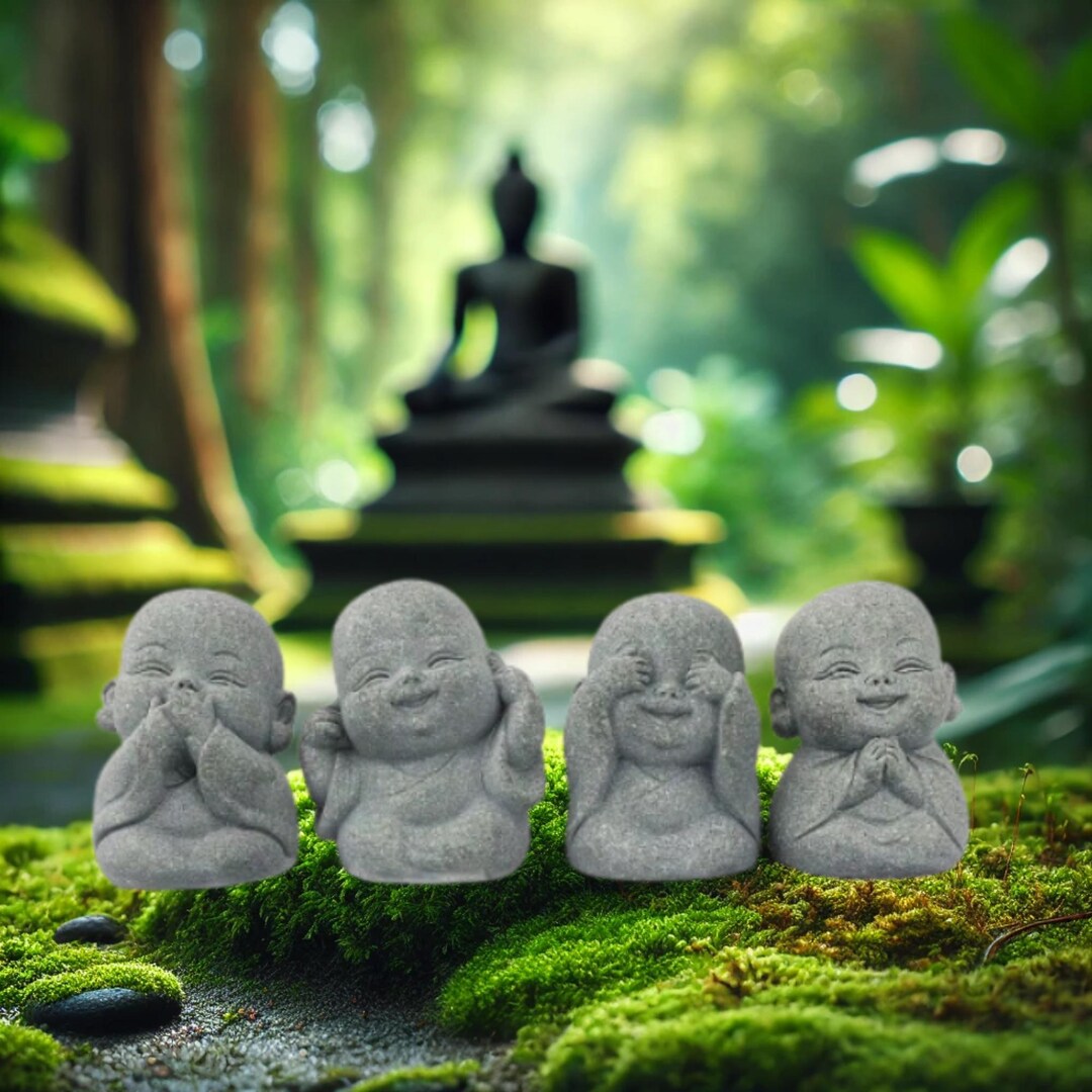 Mini Zen Monk Statue Set of 4 | Buddha Figurines – Hear No Evil, See No ...