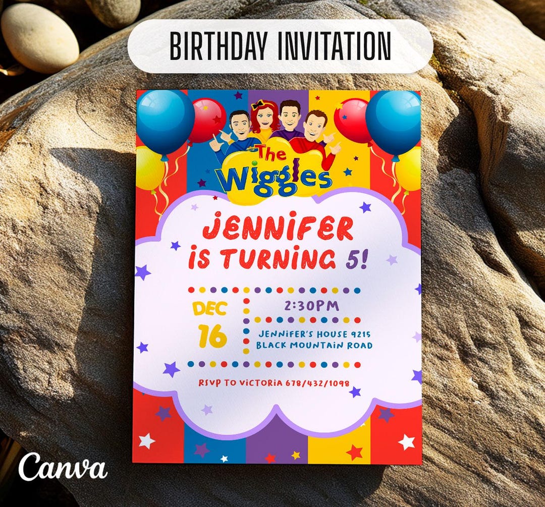 Printable Wiggles Birthday Invite, Wiigle Birthday Invitation, Editable ...