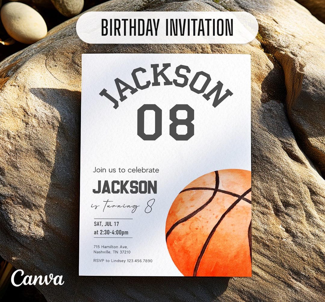 Sport Game Printable Birthday Invitation, Editable Invitation, NBA ...