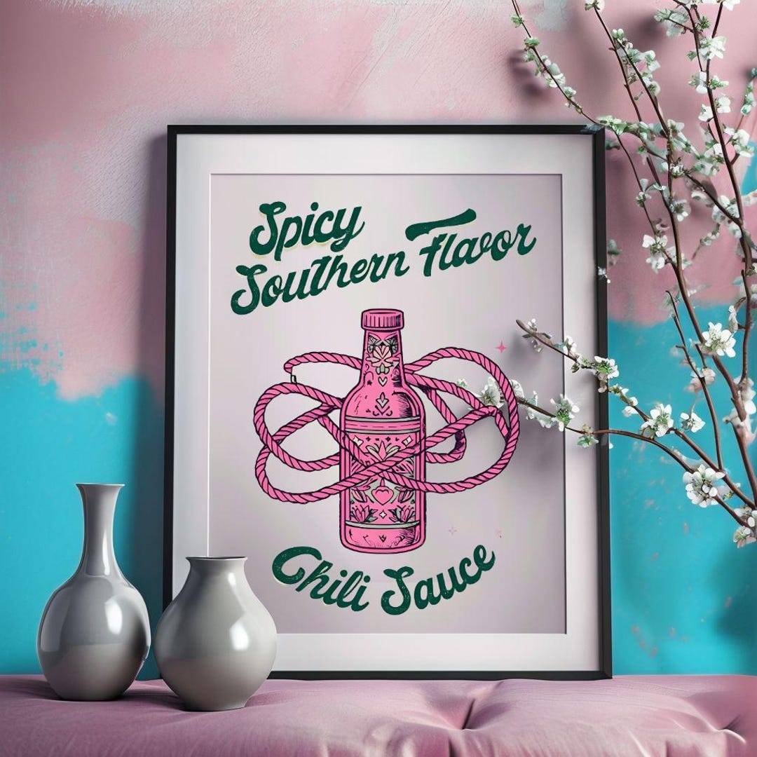 Chili Sauce Poster Art, Culinary Wall Decor, Kitchen Print, Spicy Art ...