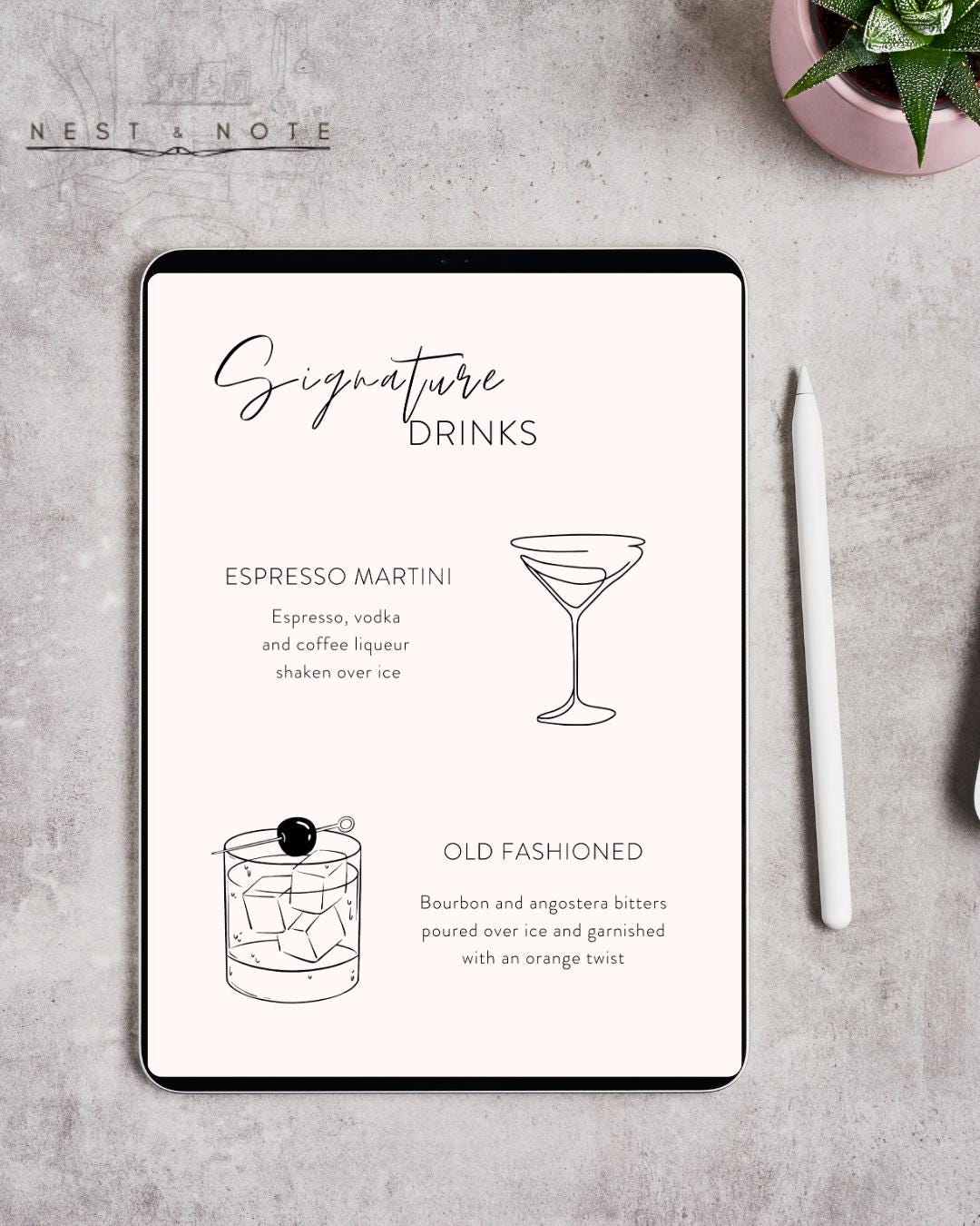 Minimalist Signature Drink Menu Template | Wedding & Event Bar Sign ...