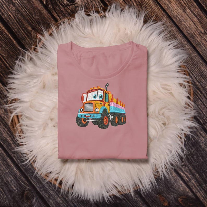Cute Construction Truck Embroidery Design, Cartoon Lorry Machine ...