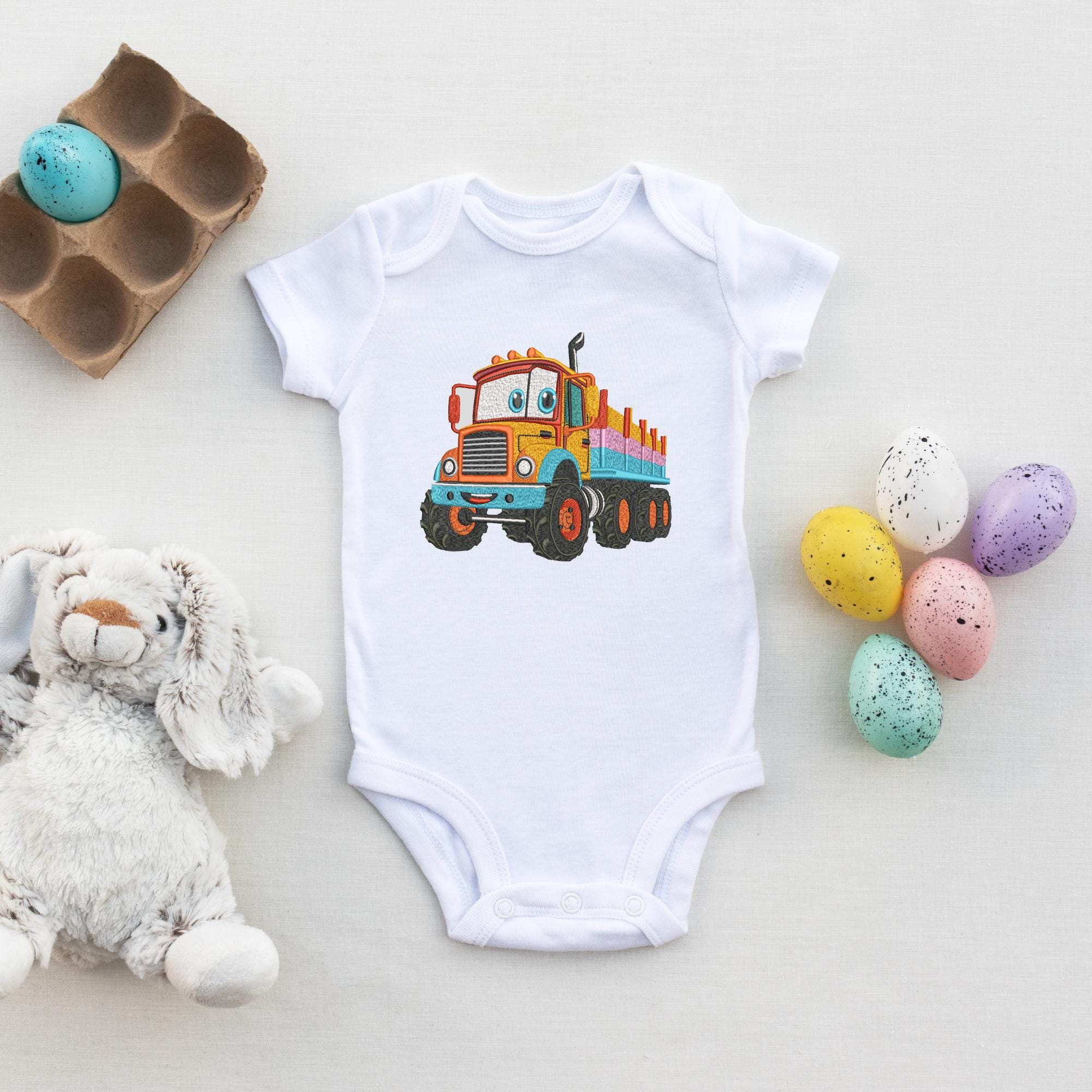 Cute Construction Truck Embroidery Design, Cartoon Lorry Machine ...