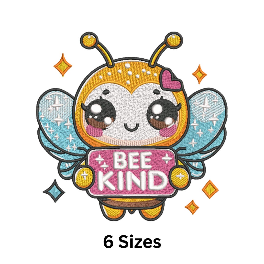 Bee Kind Embroidery Design, Cute Bee Machine Embroidery Pattern, Baby ...