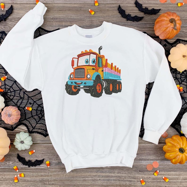 Cute Construction Truck Embroidery Design, Cartoon Lorry Machine ...