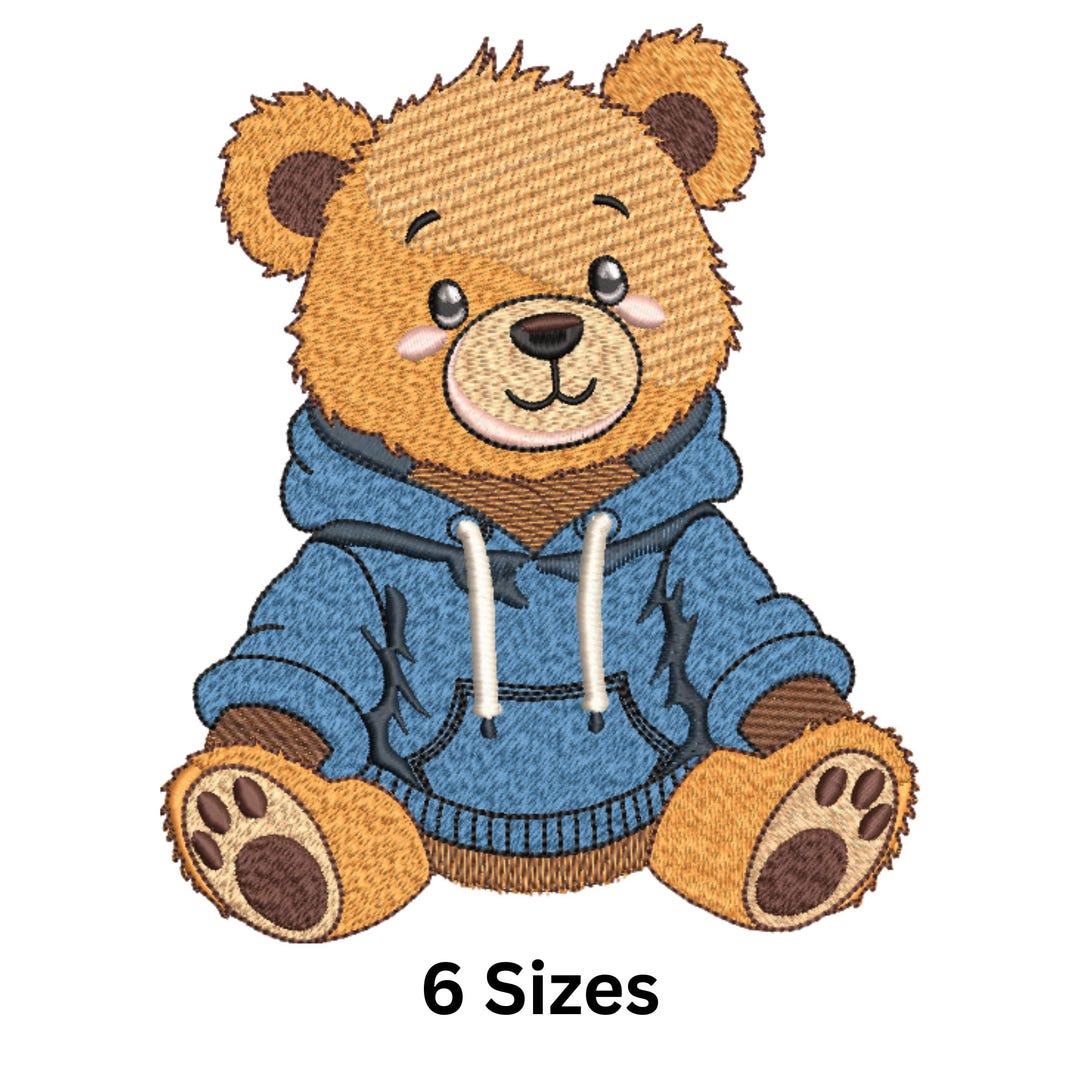 Cute Teddy With Hoddie Embroidery Design, Crazy Beas Machine Embroidery ...