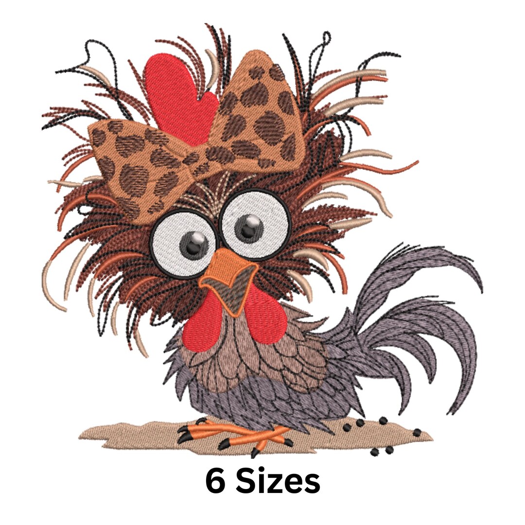 Funny Chicken Embroidery Design, Crazy Chicken Machine Embroidery File ...