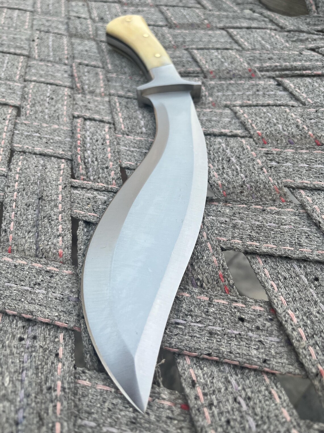 Handmade Kukri Knife: Japanese 14C28N Steel Blade, Bone Handle - Etsy