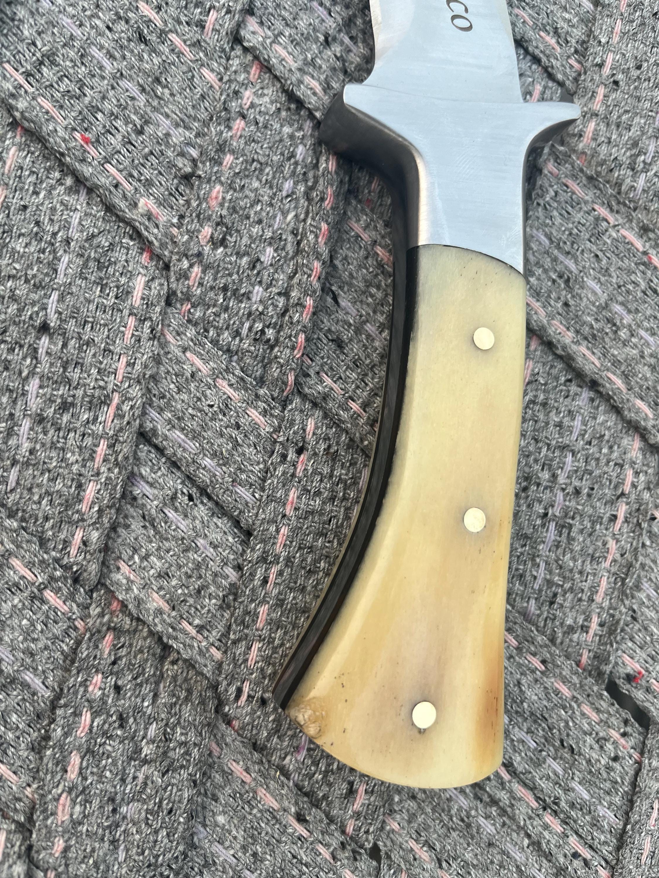 Handmade Kukri Knife: Japanese 14C28N Steel Blade, Bone Handle - Etsy