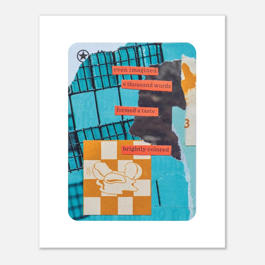 Physical Art Print Hand-cut Mixed Media Playing Card Eclectic Poetry ...