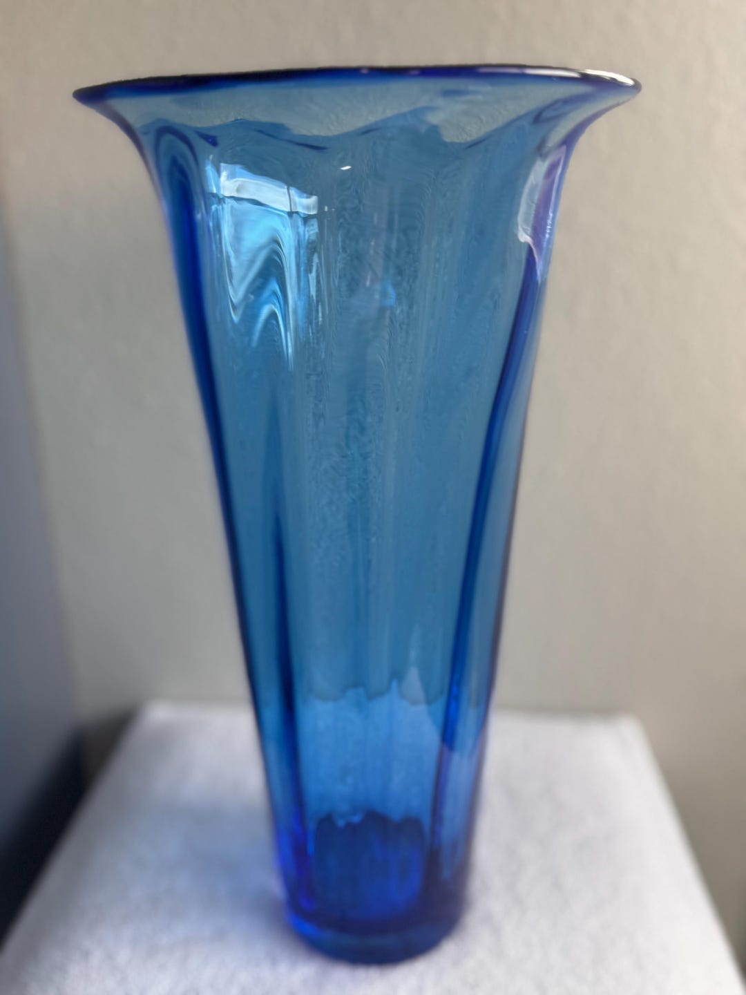 Blenko Glass Blue Paneled Optic Flare Rim Vase 9314 15” - Etsy