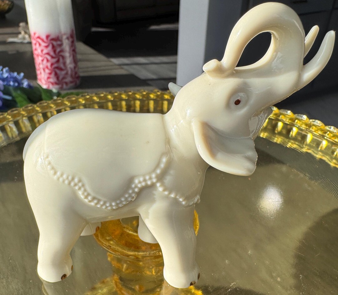 Lenox Porcelain White Elephant With Gold Trim Trunk up Standing ...