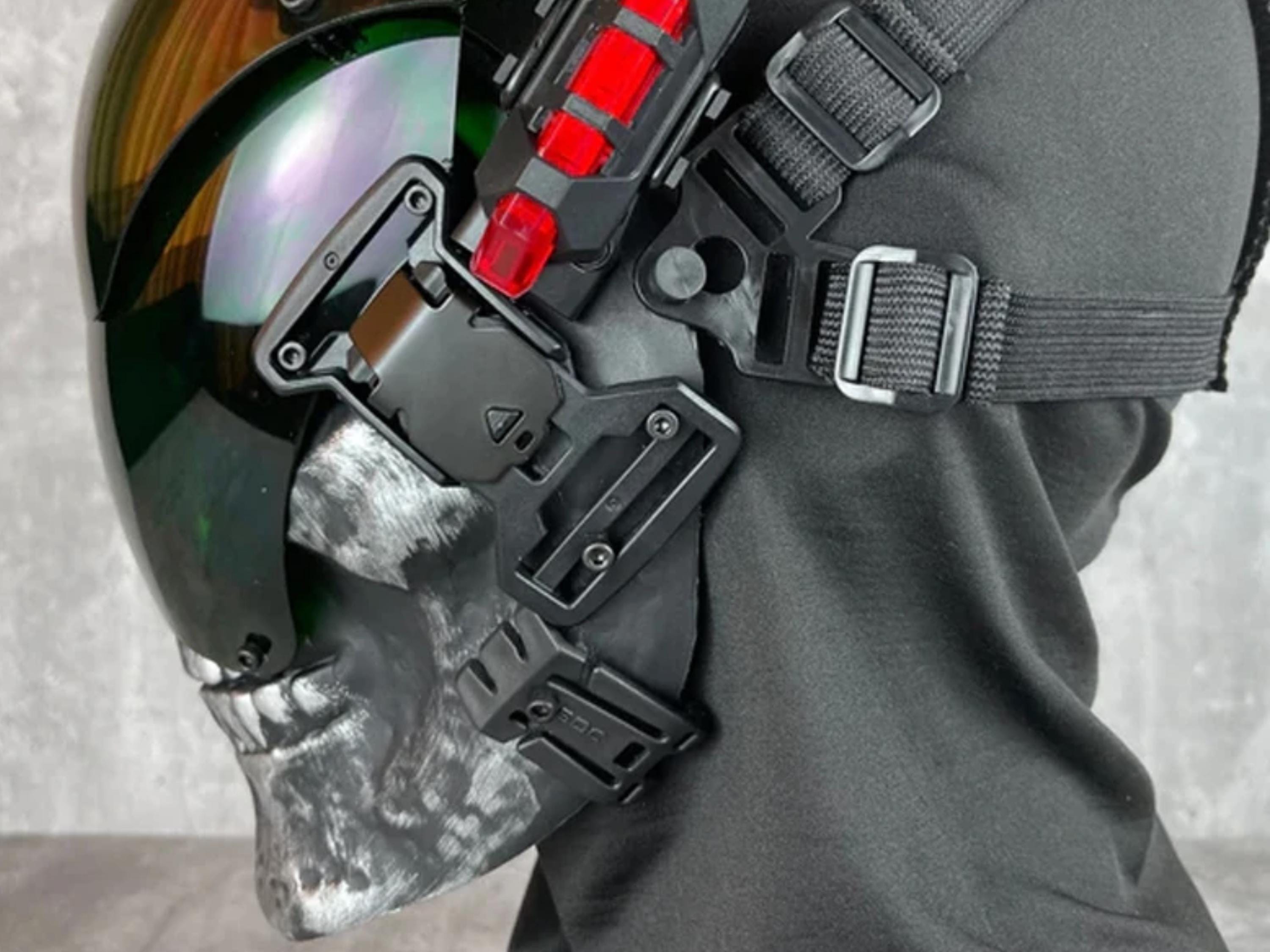 CYBERPUNK SKULL MASK Led Futuristic Skull Helmet Techwear Mask ...