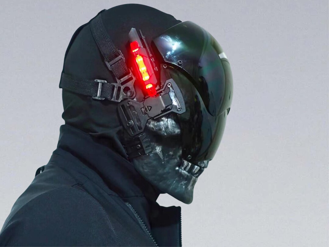 CYBERPUNK SKULL MASK Led Futuristic Skull Helmet Techwear Mask ...