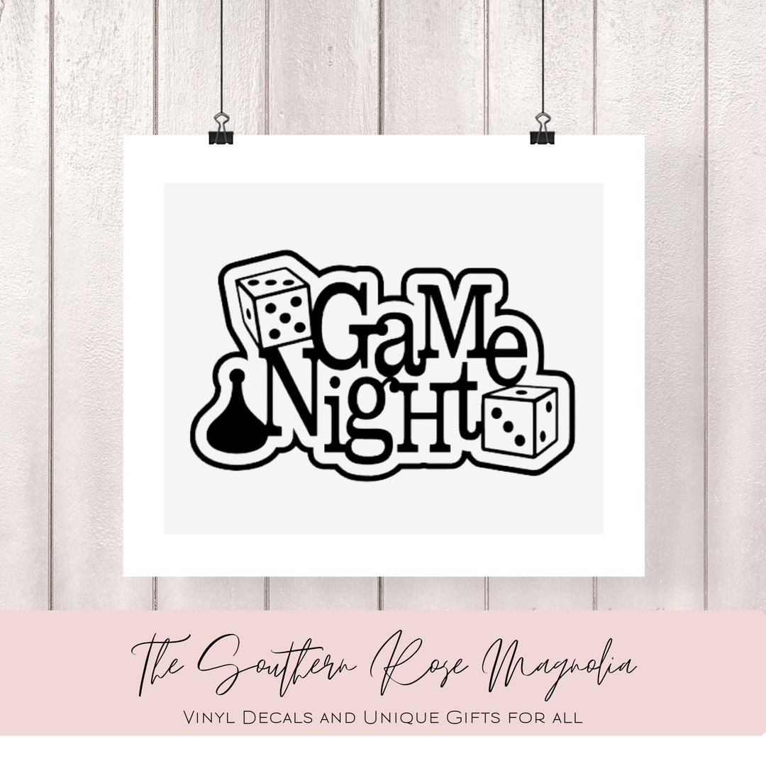 Game Night Decal, Game Board Decal, Popcorn Bowl Decal, Game Night ...