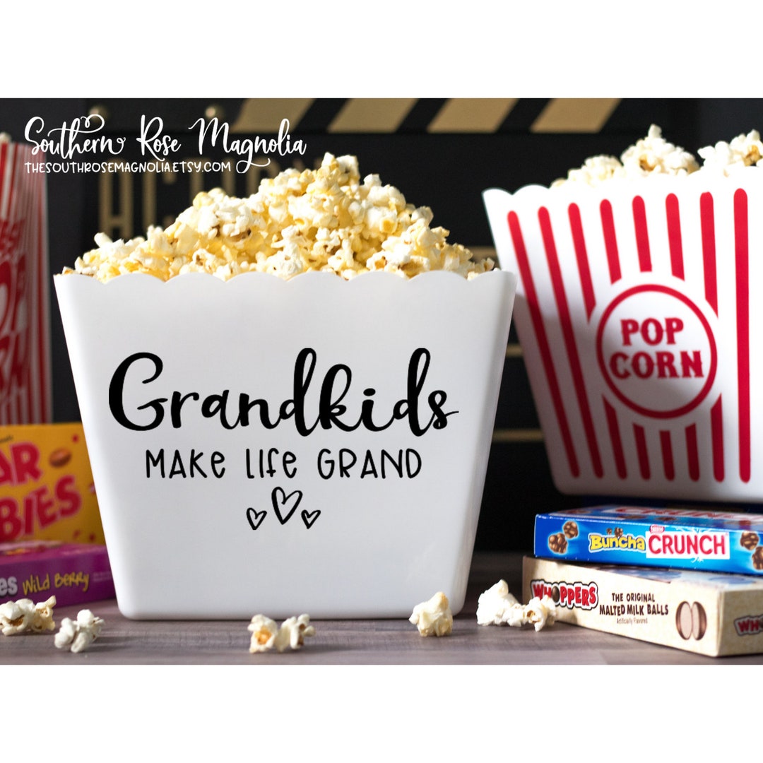 Personalized Popcorn Container, Grandparents Gift, Popcorn Tub, Popcorn ...