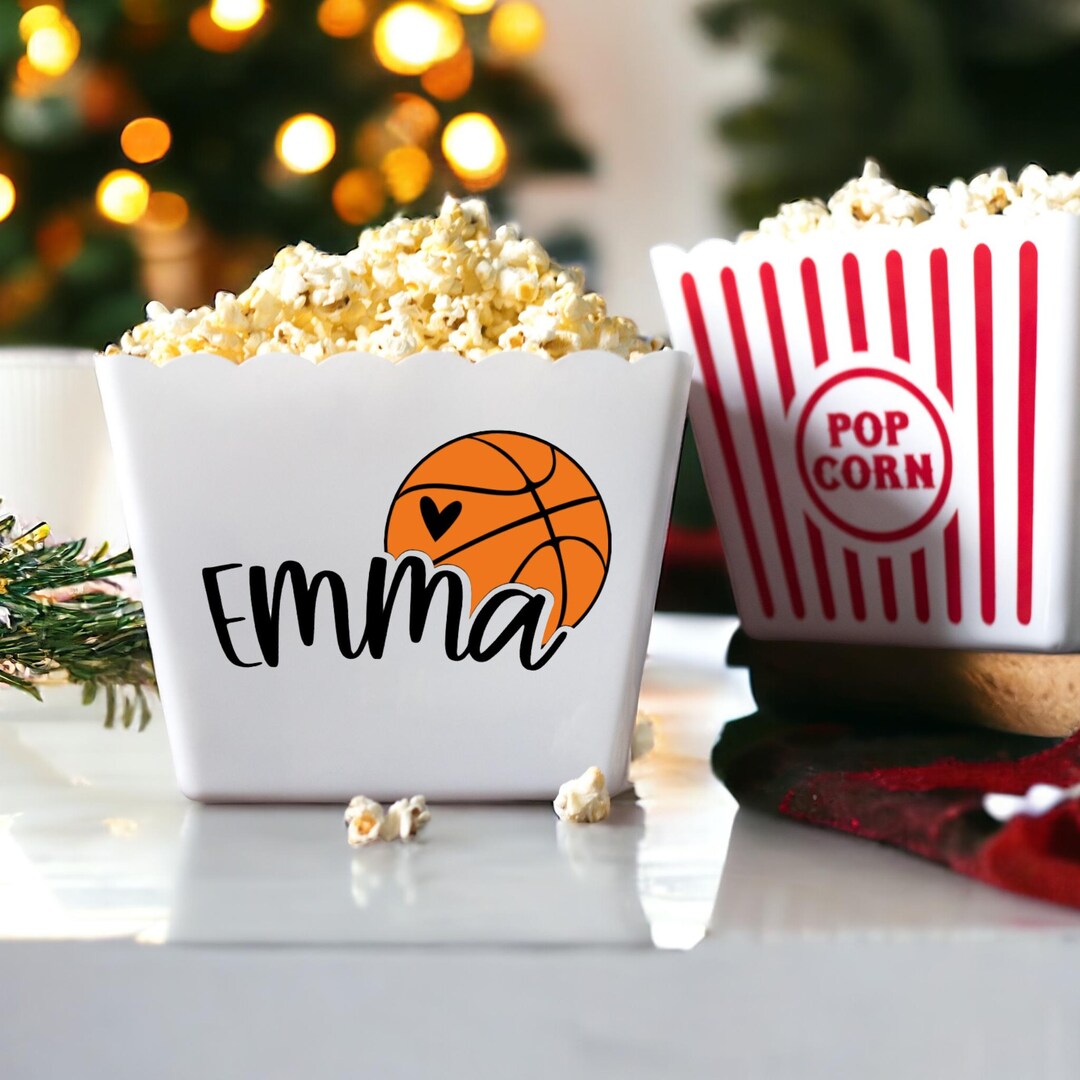 Sports Themed Popcorn Bins, Personalized Gift Basket, Gift Ideas for ...