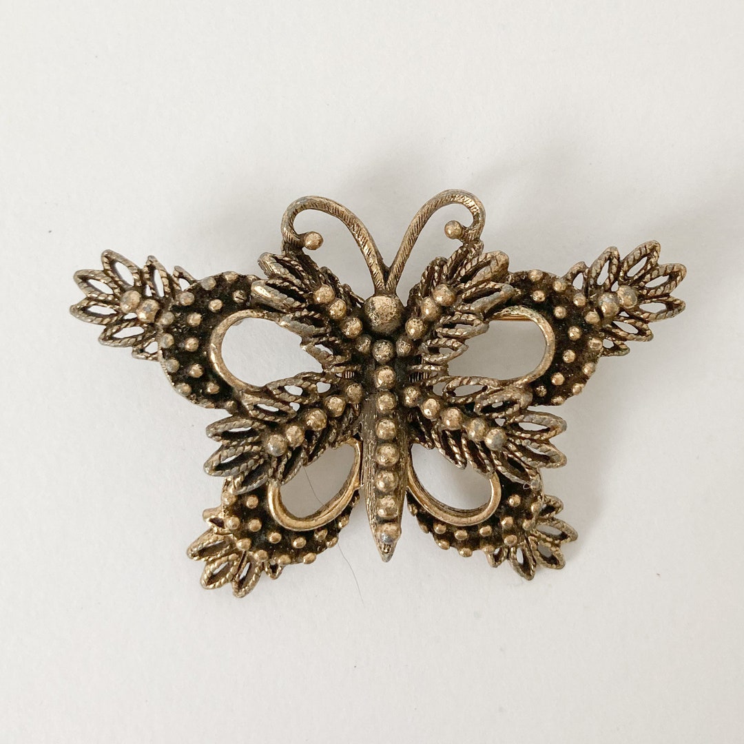 Vintage Silver Hedy Filigree Butterfly Moth Brooch Pin Designer ...