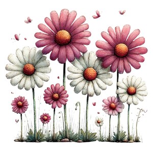 Spring Daisy Flower Illustration Set: Seasonal Floral Art 31 PNG - Etsy