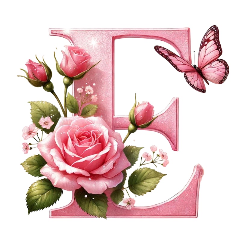 Watercolor Pink Spring Floral Alphabet: Elegant Letter PNG Images ...