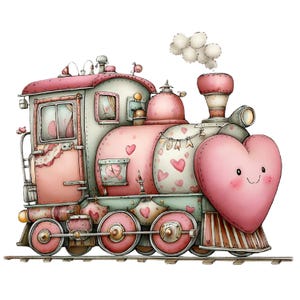 Whimsical Valentine Train Clipart Set: Romantic Journey Bundle 28 PNG ...
