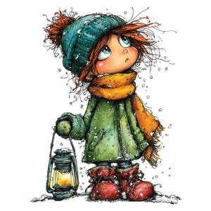 Winter Girl Clipart – Watercolor Cozy Seasonal Character PNG Set ...