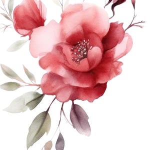 10 PNG Watercolor Red Flowers Clipart,digital Clipart,png Clipart ...