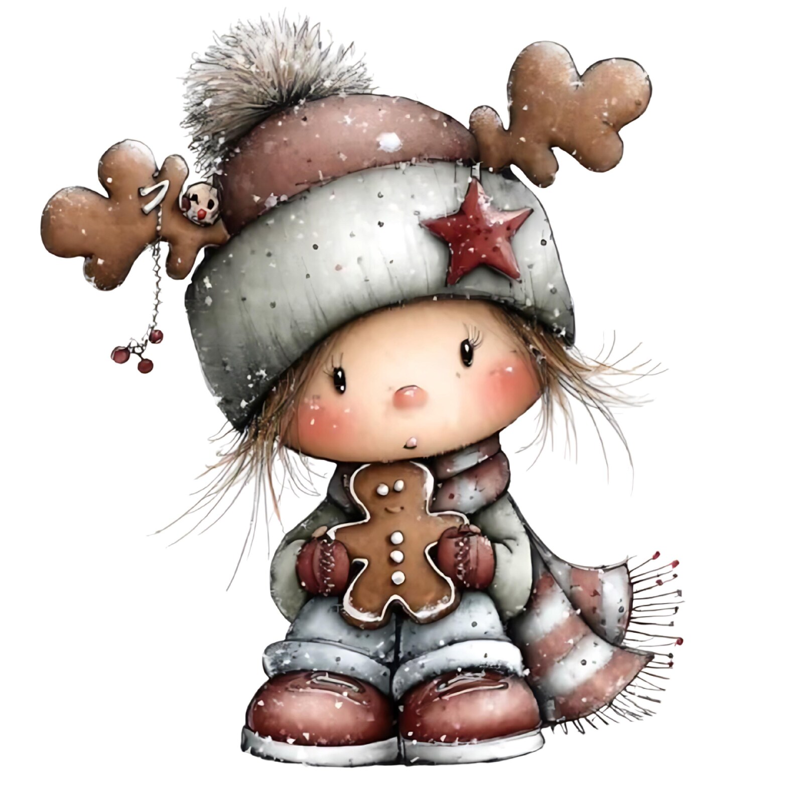 Christmas Little Girl Clipart 2 : Cute Holiday PNG Bundle (digital ...
