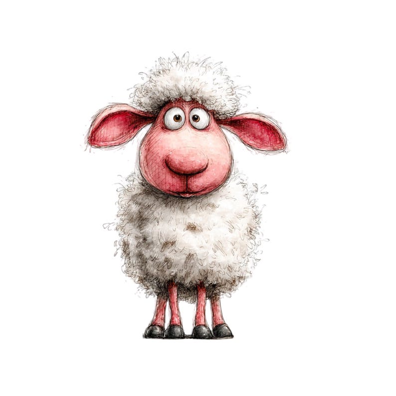 Quirky Sheep Clipart: Funny Farm Animal PNG Images (digital Download ...