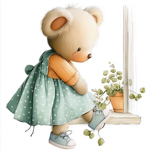 12 PNG Spring Teddy Bear Clipart Set Bundle,instant Download,commercial ...