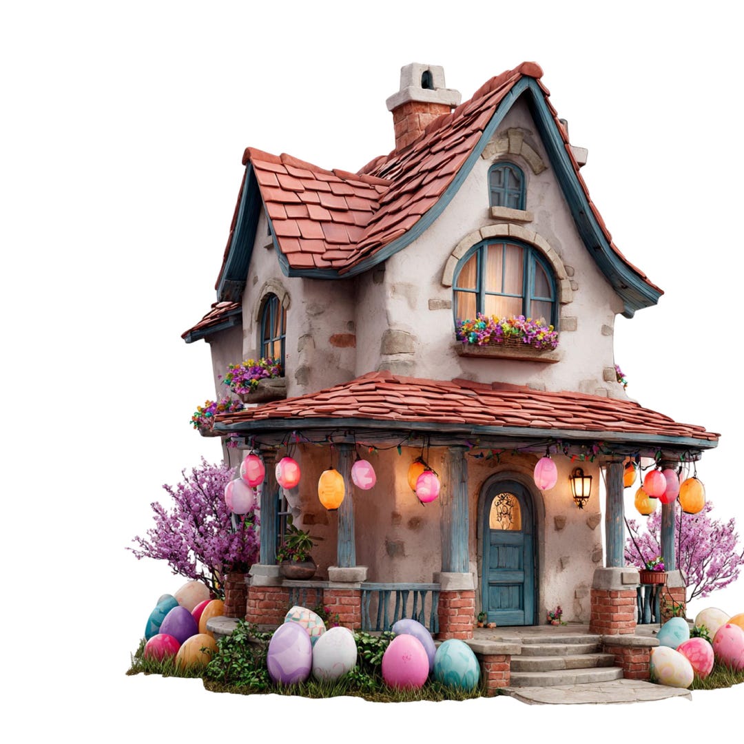Easter House Illustration Set: Spring Holiday Home Art 28 PNG - Etsy